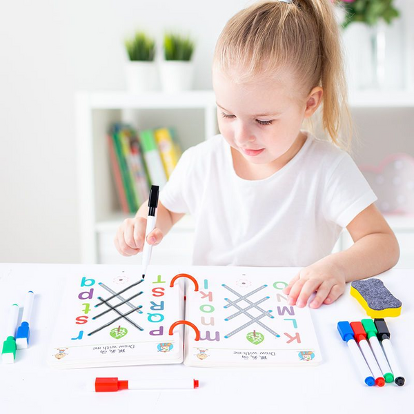 Niño curioso: Libro de ejercicios Montessori para trazar líneas, númer